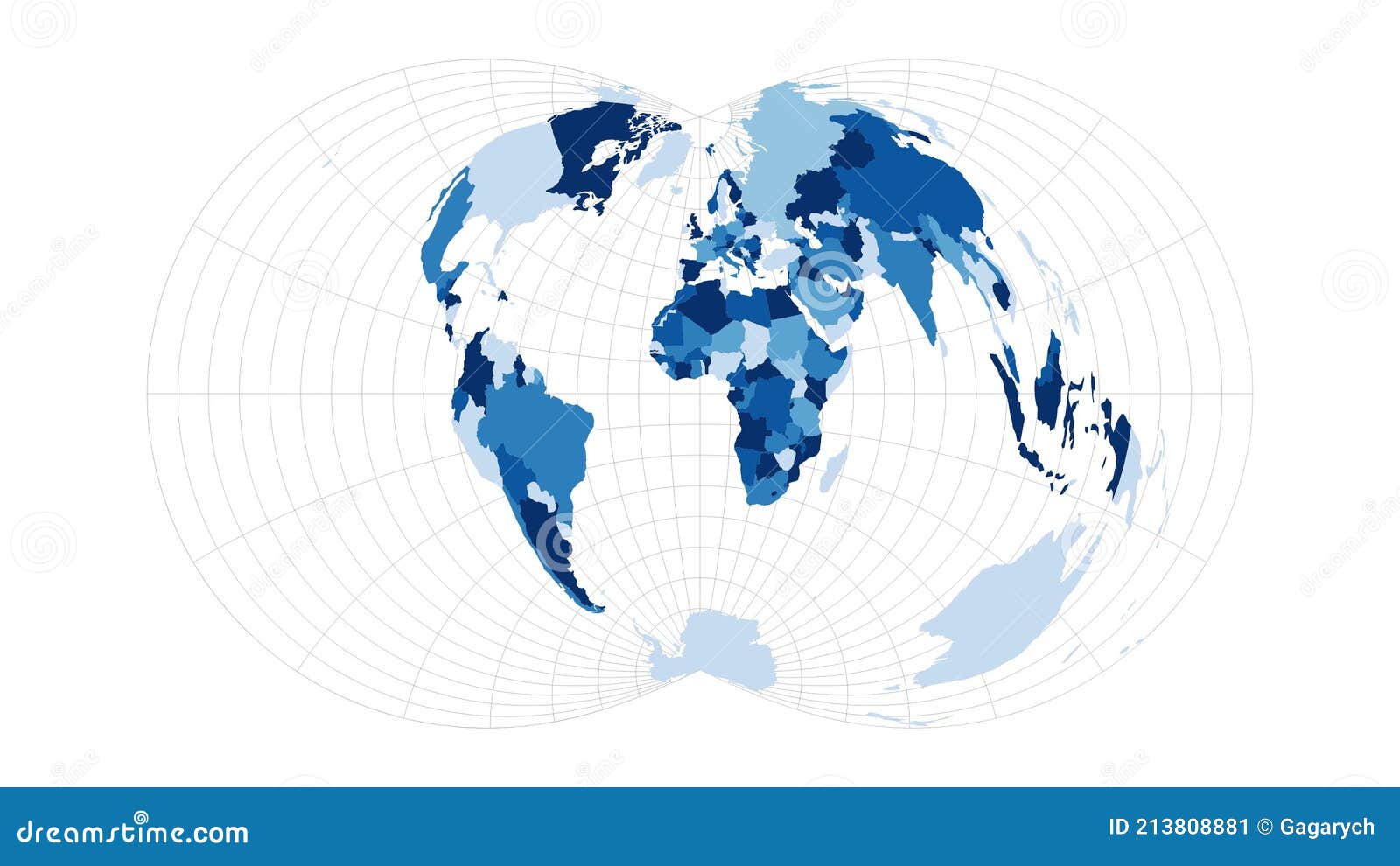 World Map. Rectangular War Office Polyconic. Stock Illustration ...
