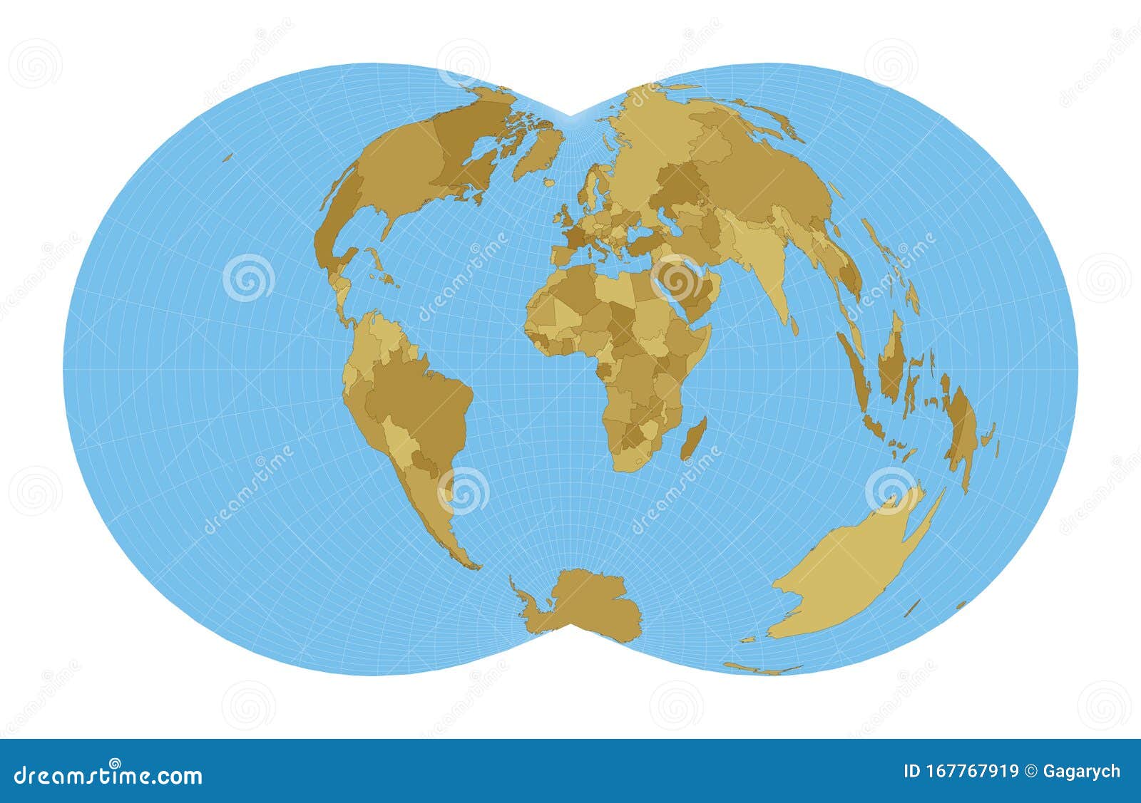 World Map. Rectangular War Office Polyconic. Stock Vector ...