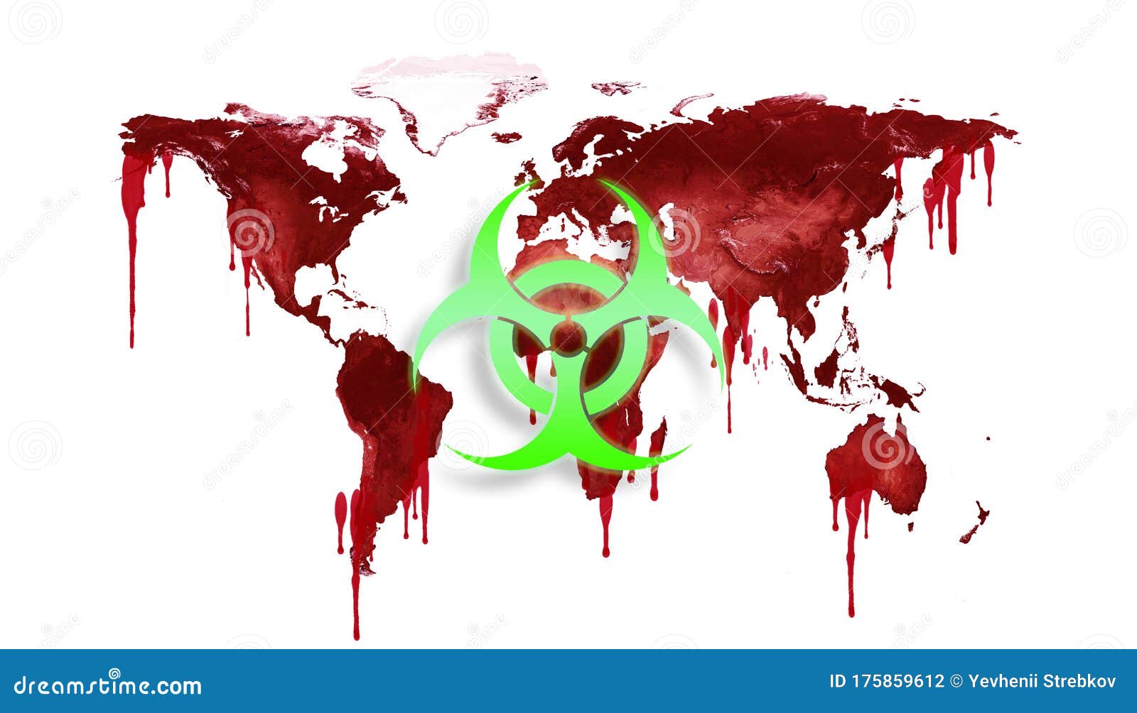 World Map in Red with a Biohazard Sign Stock Illustration ...