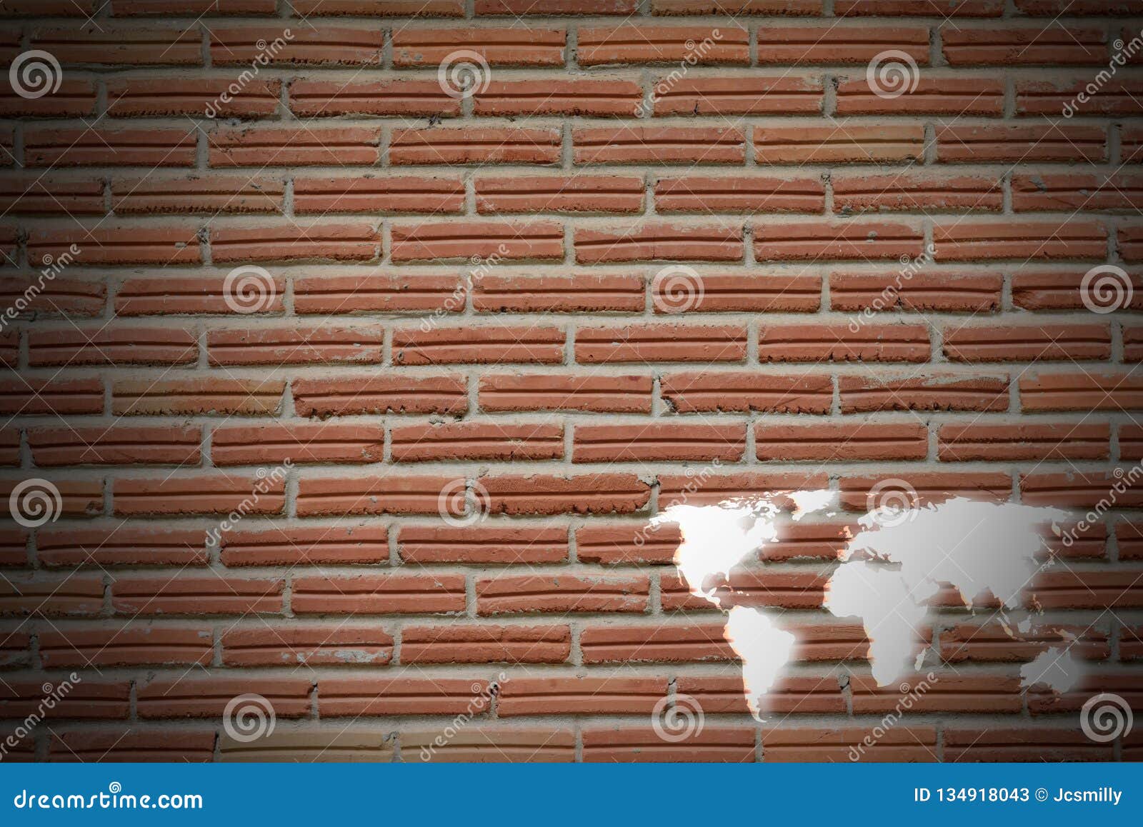 World Map on Red Brick Wall Pattern Background Stock Image - Image of ...