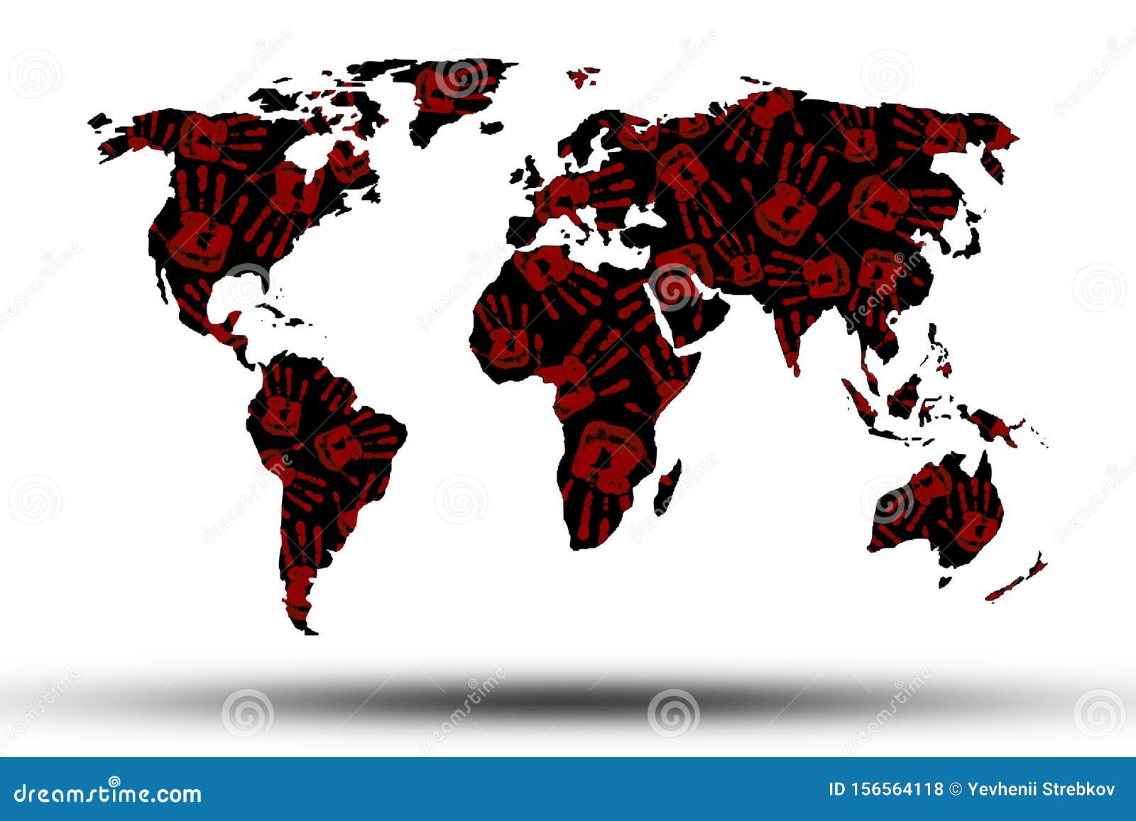 World Map With Red Handprints Background Royalty-Free Stock Image ...