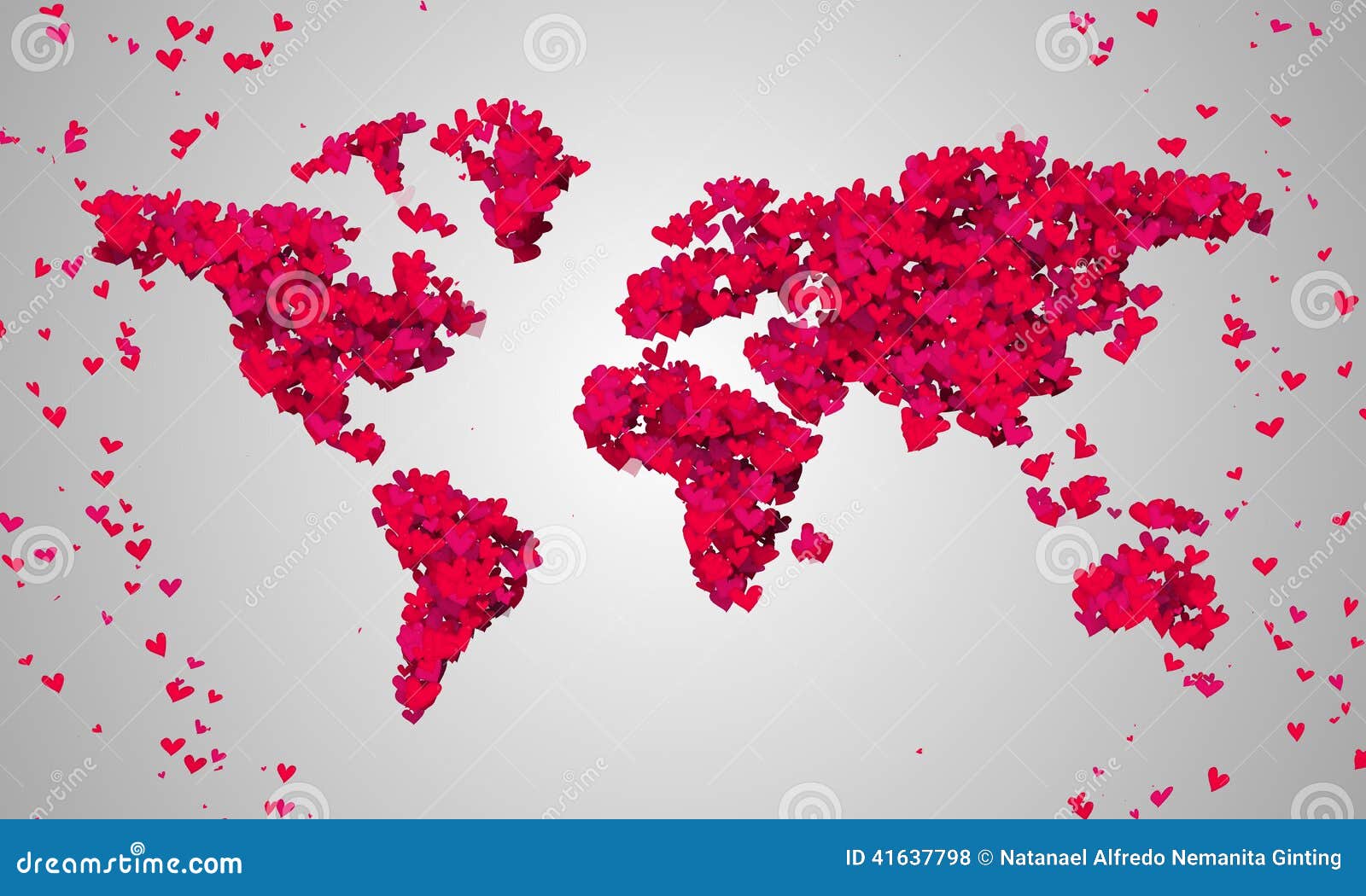 World Map Red Love Shape Particles Stock Illustration - Illustration of ...