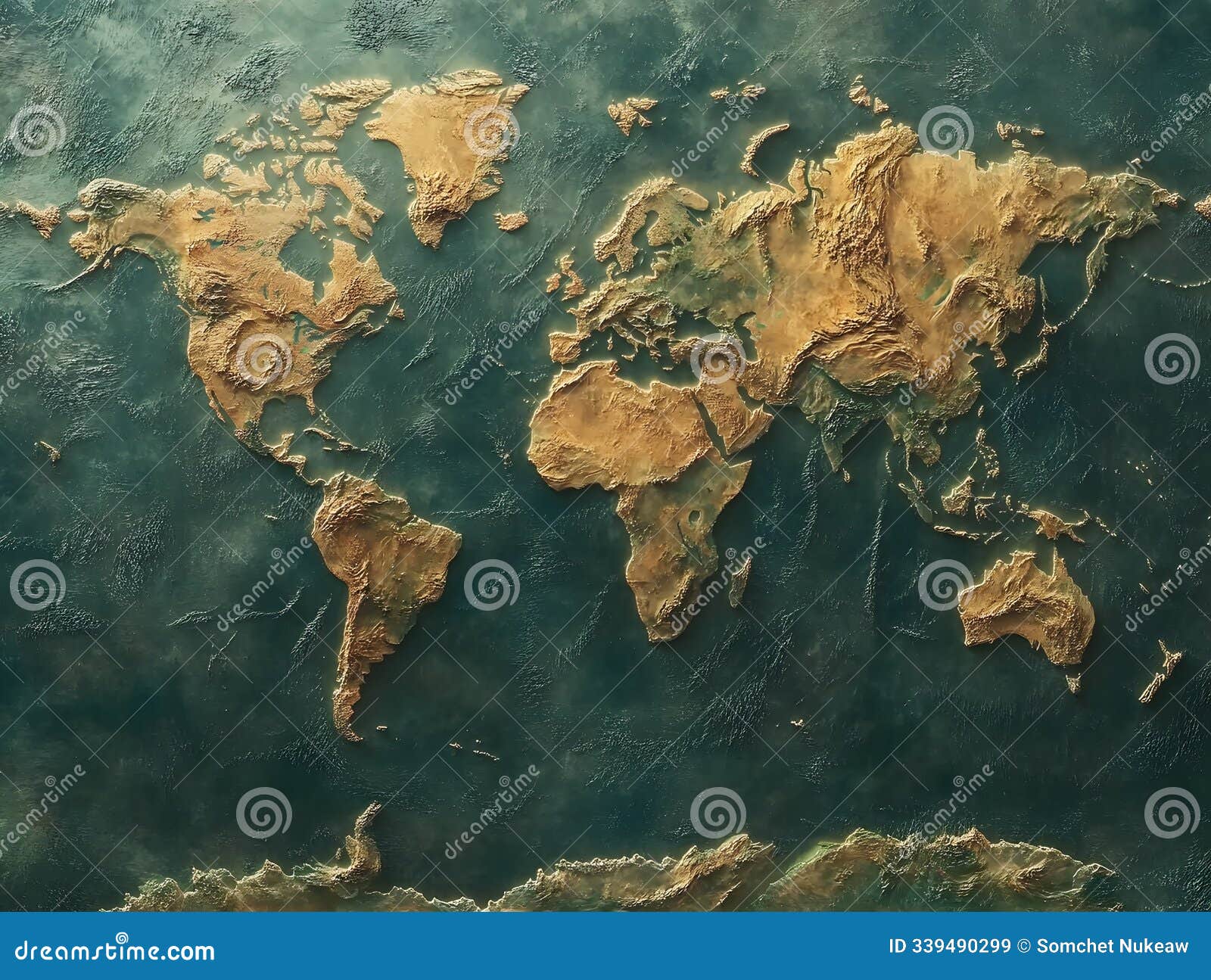 World Map Relief Illustration, Textured and Detailed Design Stock ...