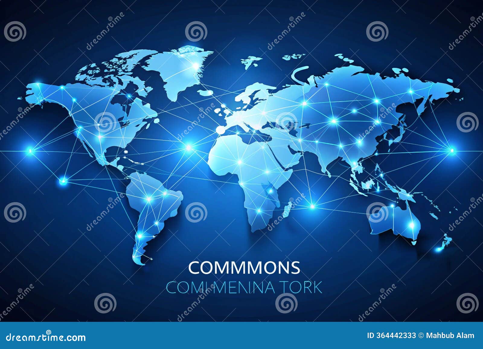 Communications Network Map Of The World, Monitor Screen In Perspective ...