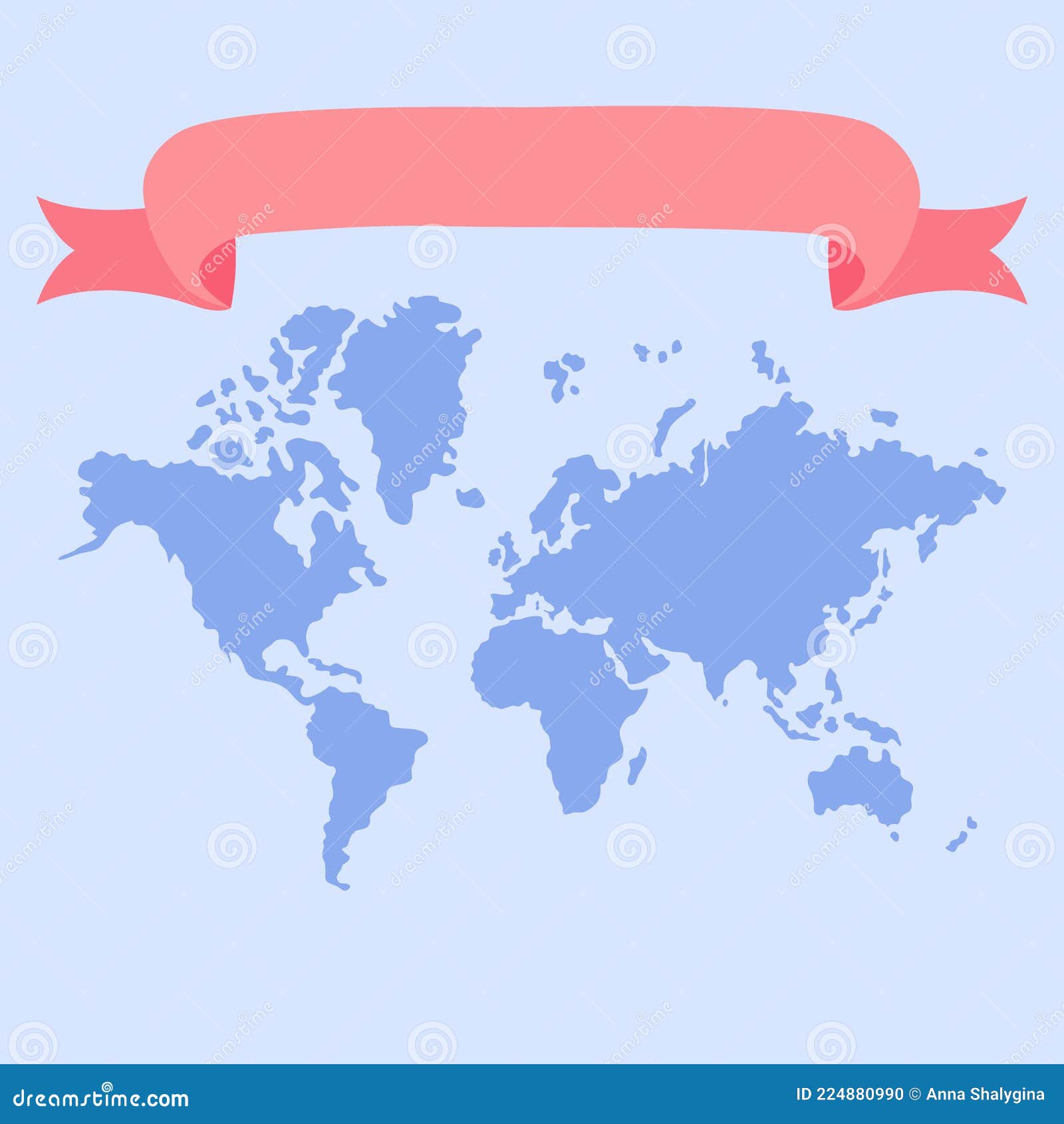 World Map and Ribbon Template for Text. Vector Illustration Stock ...