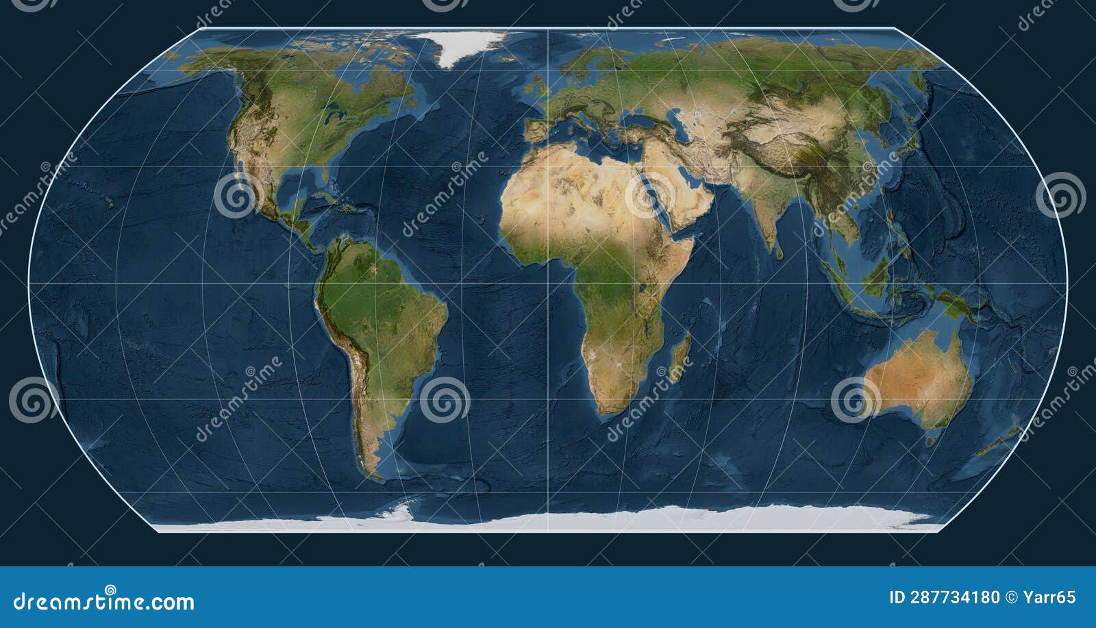 World Map. Satellite. Hatano Asymmetrical Equal Area Projection. Stock ...