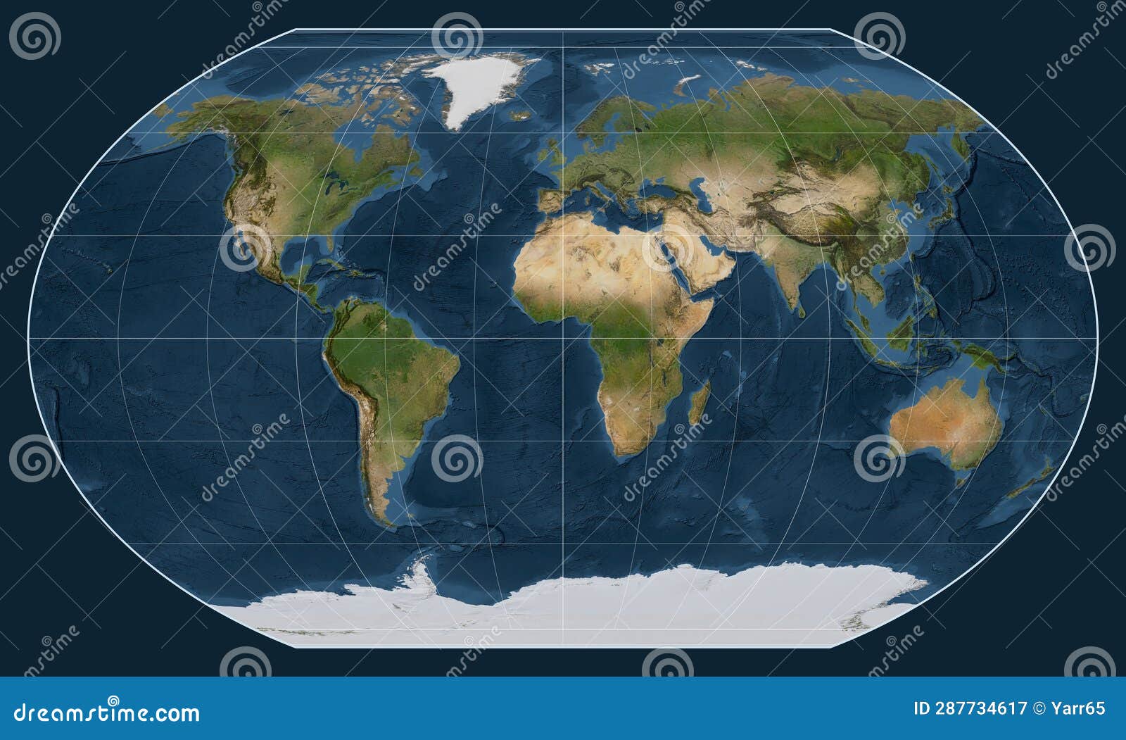 World Map. Satellite. Kavrayskiy VII Projection. Meridian: 0 Stock ...