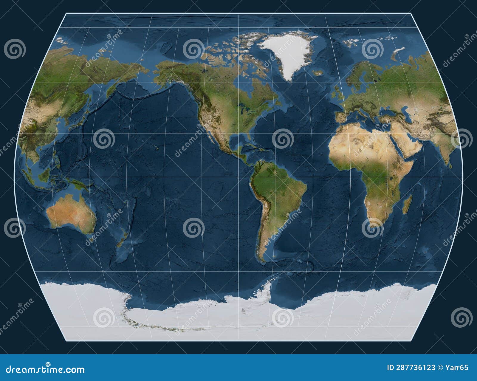 World Map. Satellite. Times Projection. Meridian: -90 West Stock ...