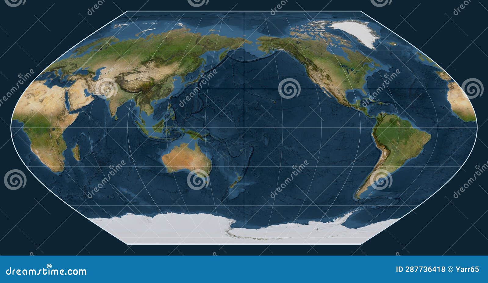 World Map. Satellite. Winkel I Projection. Meridian: 180 Stock ...