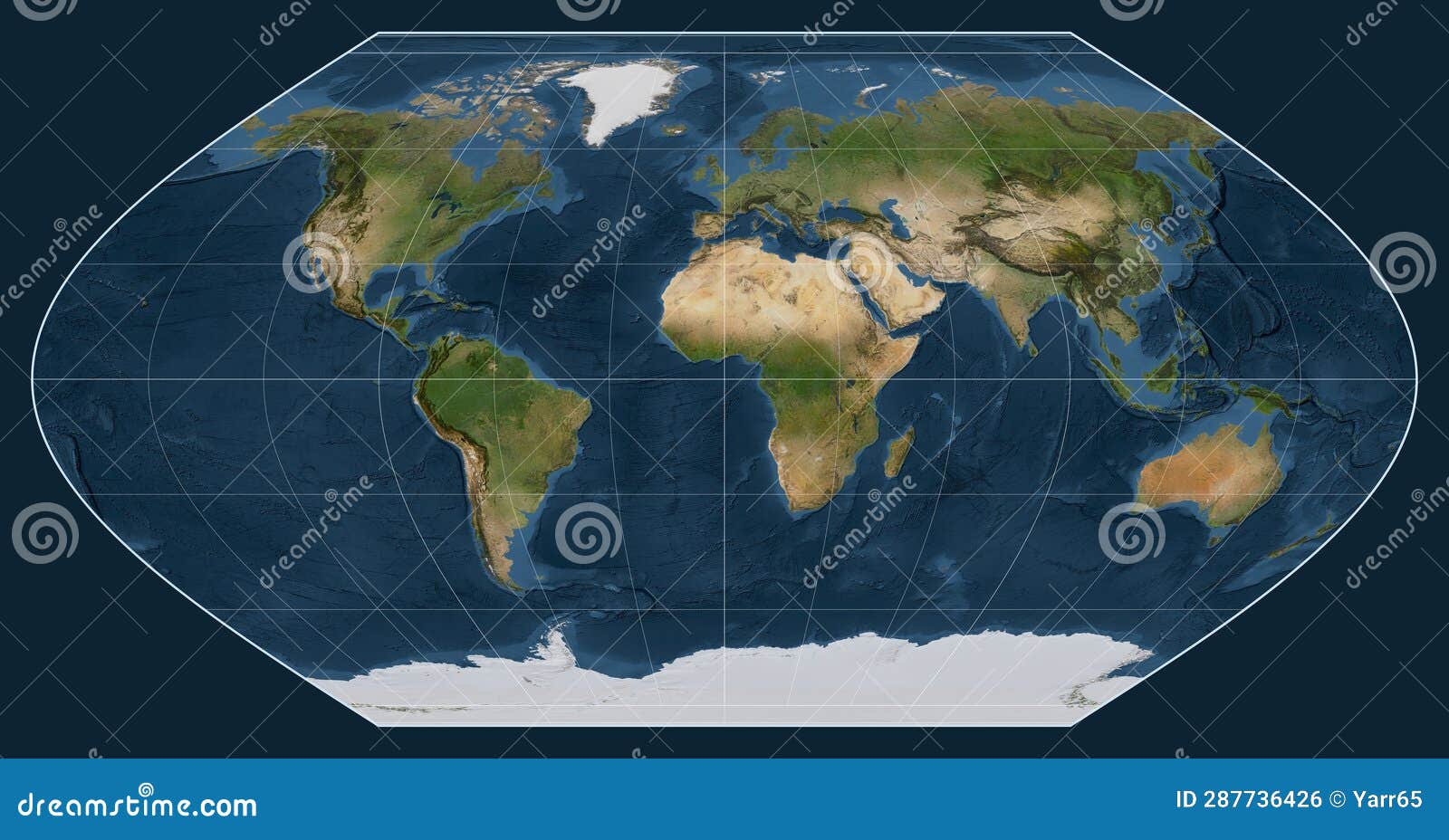 World Map. Satellite. Winkel I Projection. Meridian: 0 Stock ...