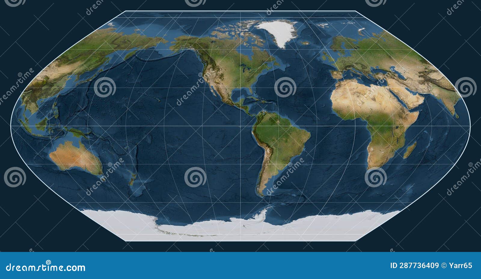 World Map. Satellite. Winkel I Projection. Meridian: -90 West Stock ...