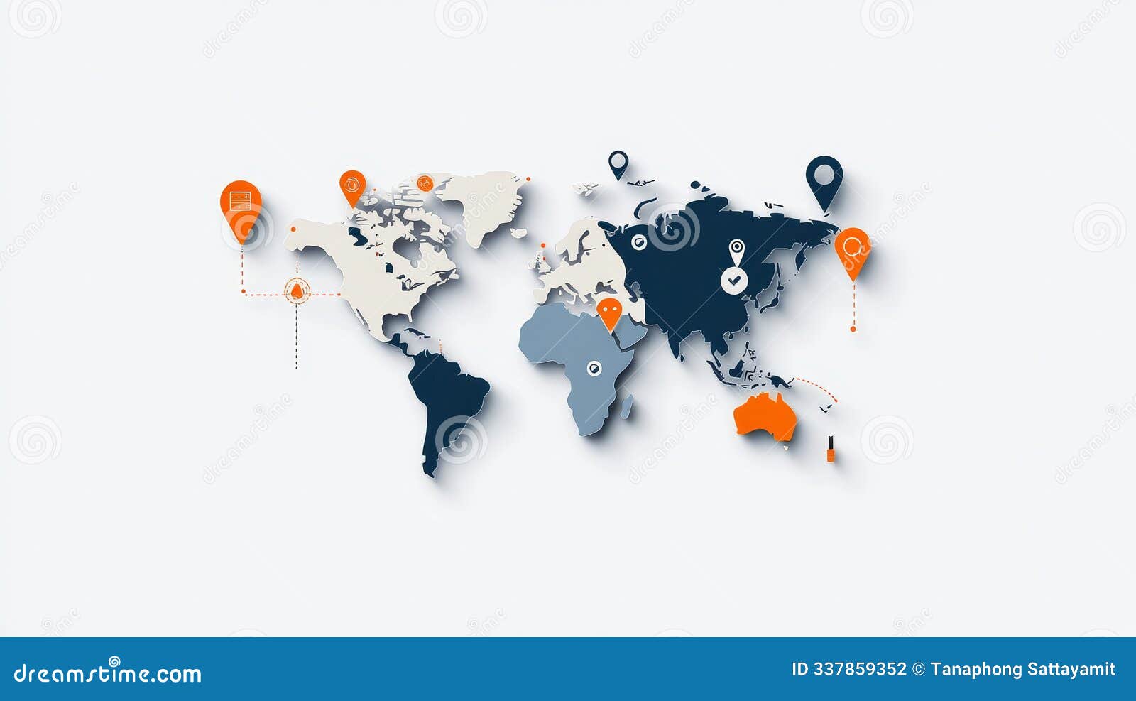 A World Map with Search Activity Visualized by Pins Representing Global ...