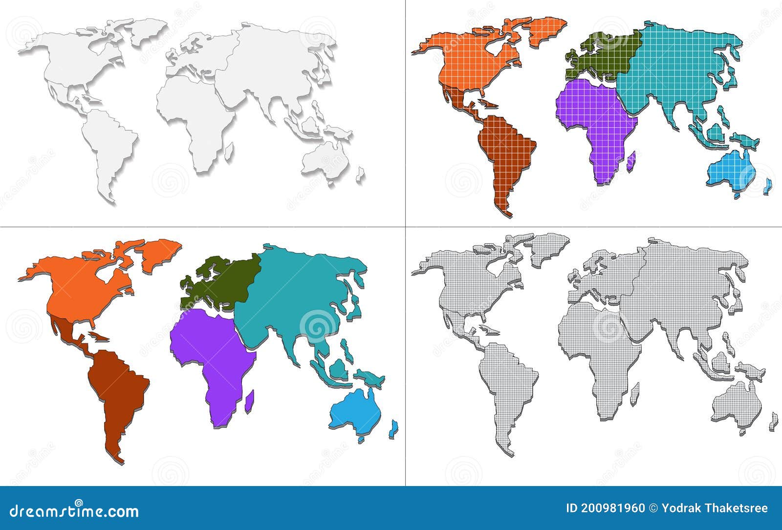 World map set stock vector. Illustration of america - 200981960