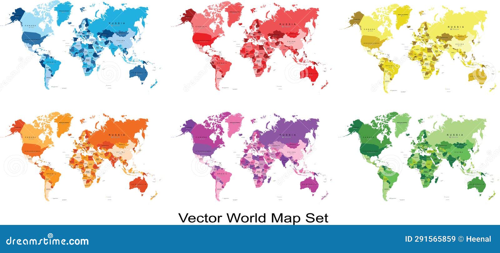 Abstract Multicolor Vector Design of Political World Map with Capital ...