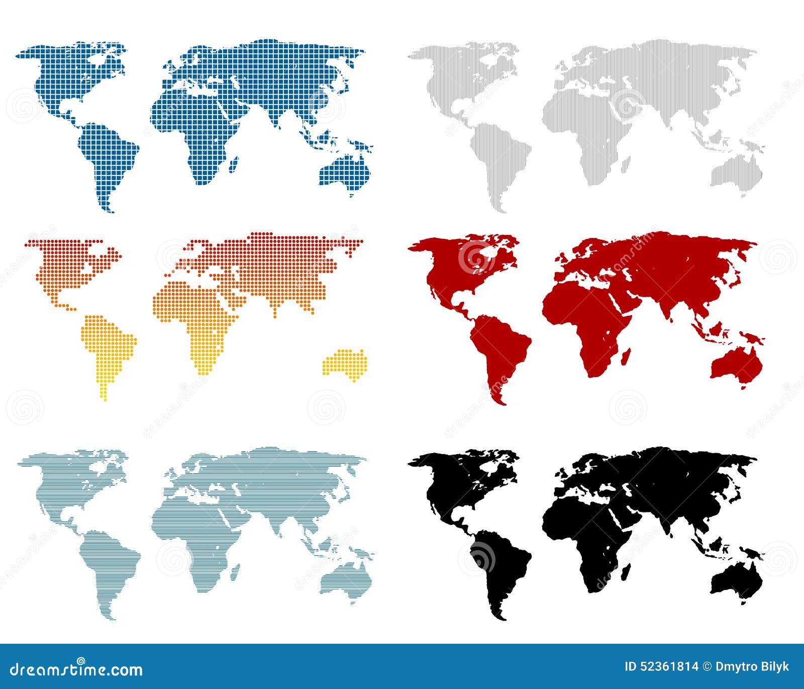 World map set stock vector. Illustration of black, silhouette - 52361814
