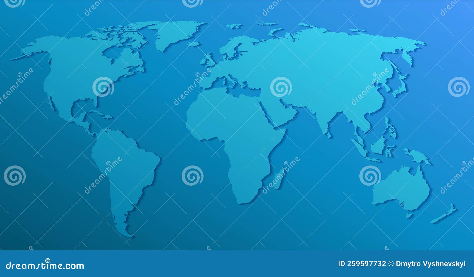 World Map with Shadow Color Gradient Vector Illustration. Stock Vector ...