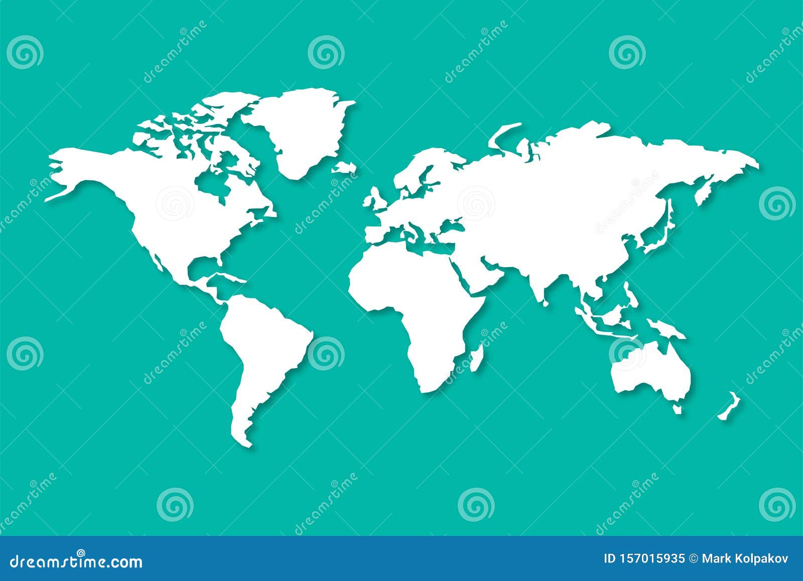 World Map with Shadow in Flat Style Stock Illustration - Illustration ...