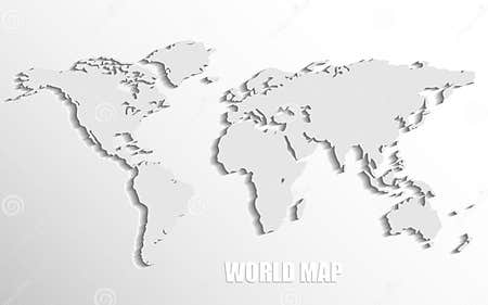 World Map with Shadow. Map of Paper Stock Vector - Illustration of ...