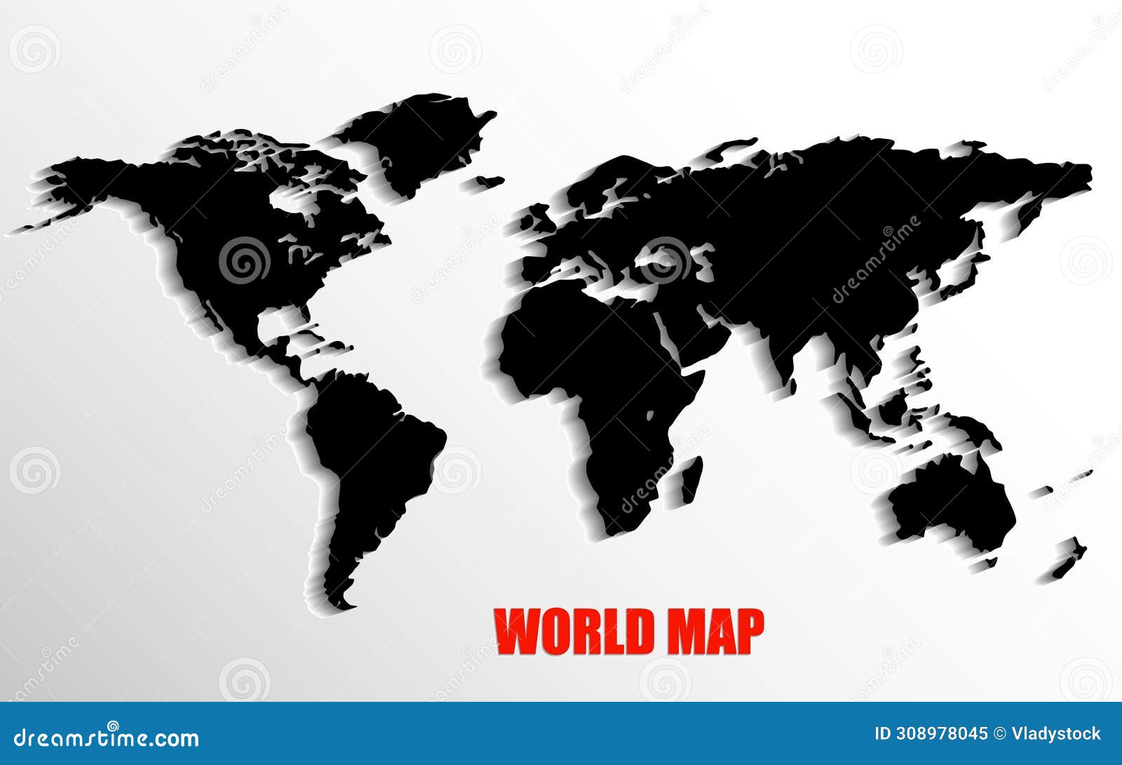 World Map with Shadow. Map of Paper Stock Vector - Illustration of ...