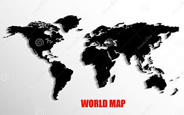 World Map with Shadow. Map of Paper Stock Vector - Illustration of ...