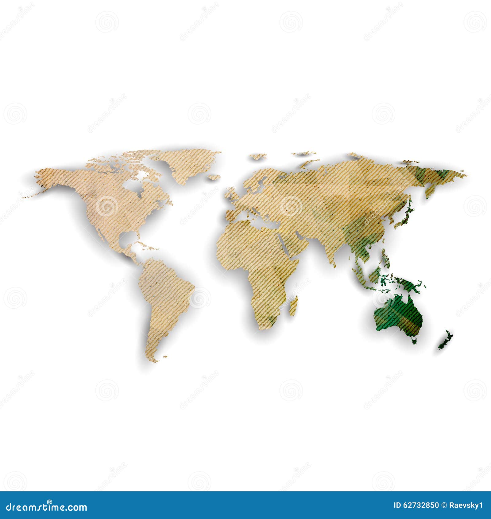 World Map with Shadow, Textured Design Vector Stock Vector ...