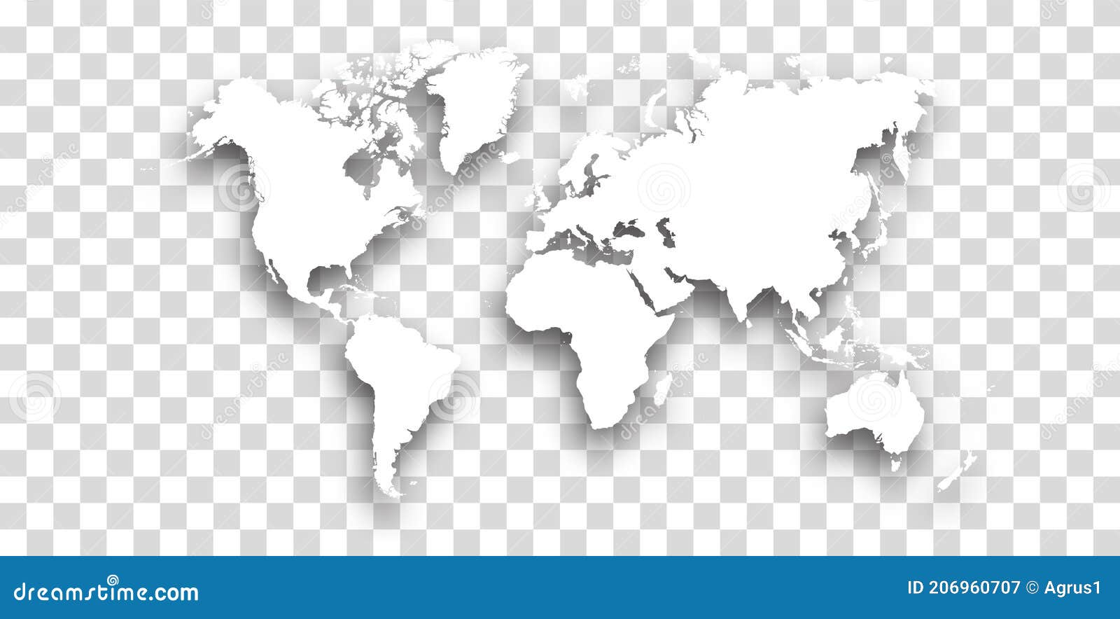 World Map with Shadow - Vector Illustration of Earth Map on Transparent ...