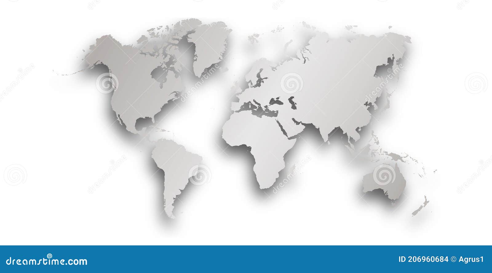 World Map with Shadow - Vector Illustration of Earth Map on Transparent ...