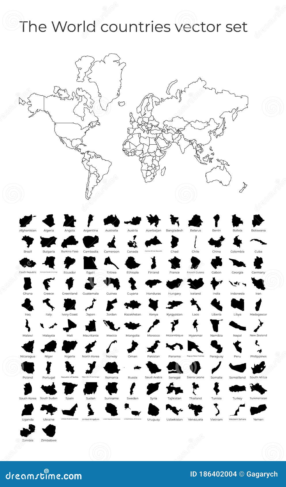 The World Map with Shapes of Regions. Stock Vector - Illustration of ...