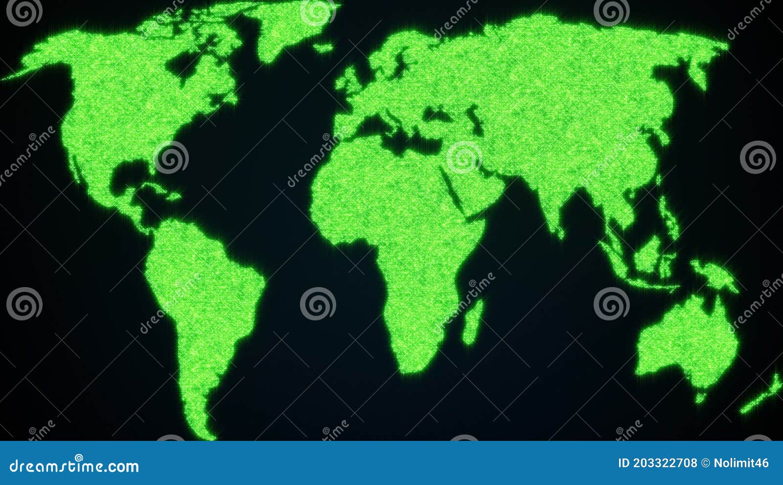 World Map from Shining Particles. 3d Rendering of Digital Planet Earth ...
