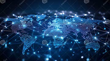 Global Network Digital World Map Technology Background Abstract ...
