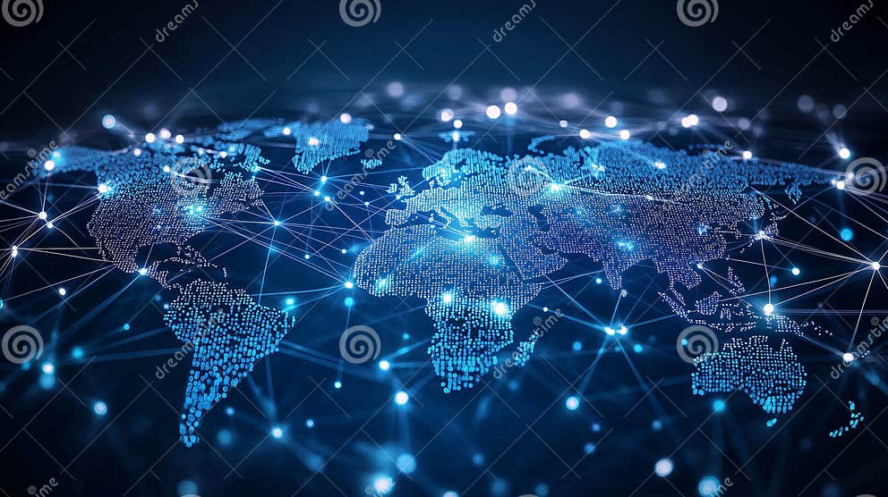 Global Network Digital World Map Technology Background Abstract ...