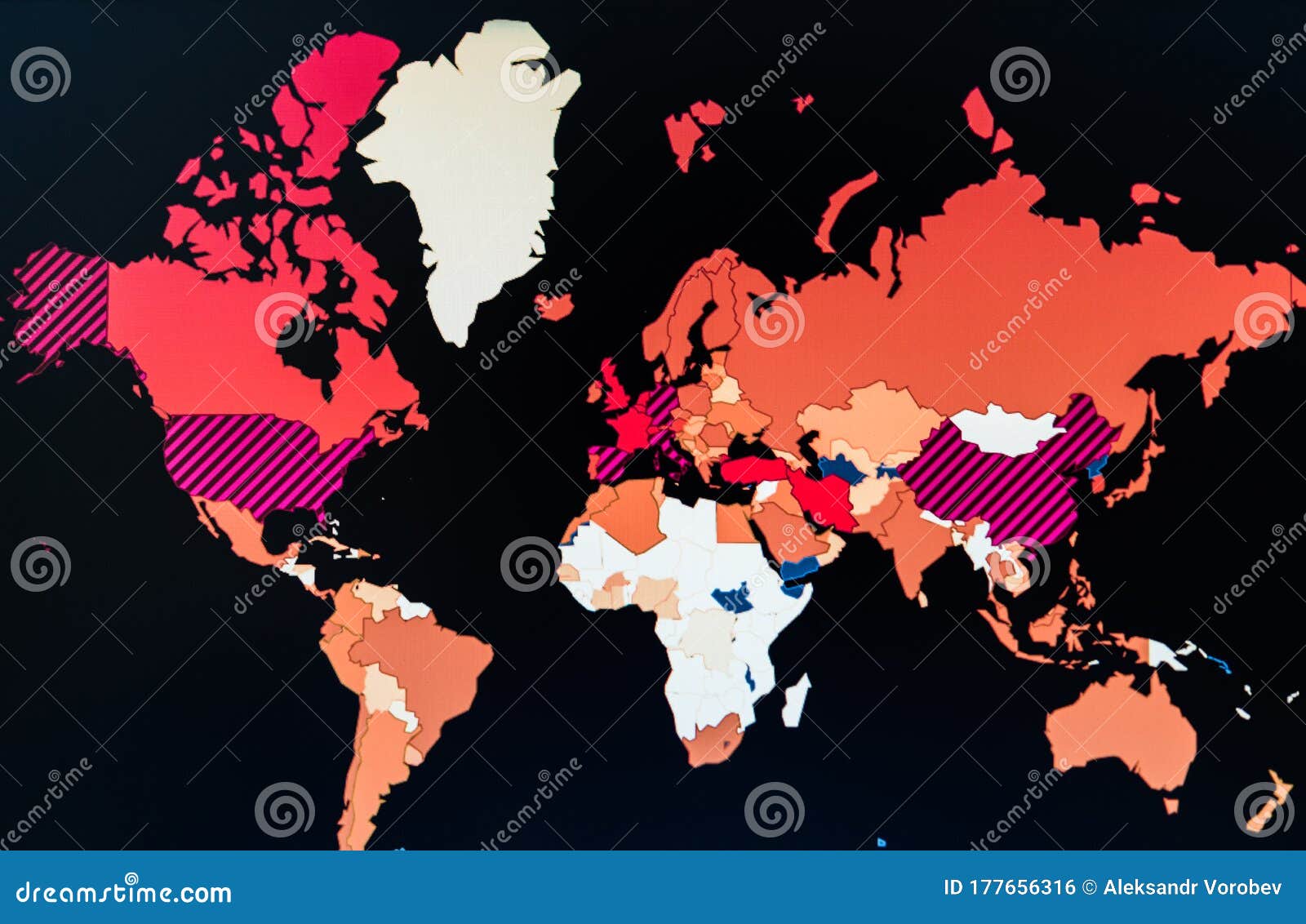 World Map Showing the Spread of Coronavirus Covid-19 Pandemic Virus ...