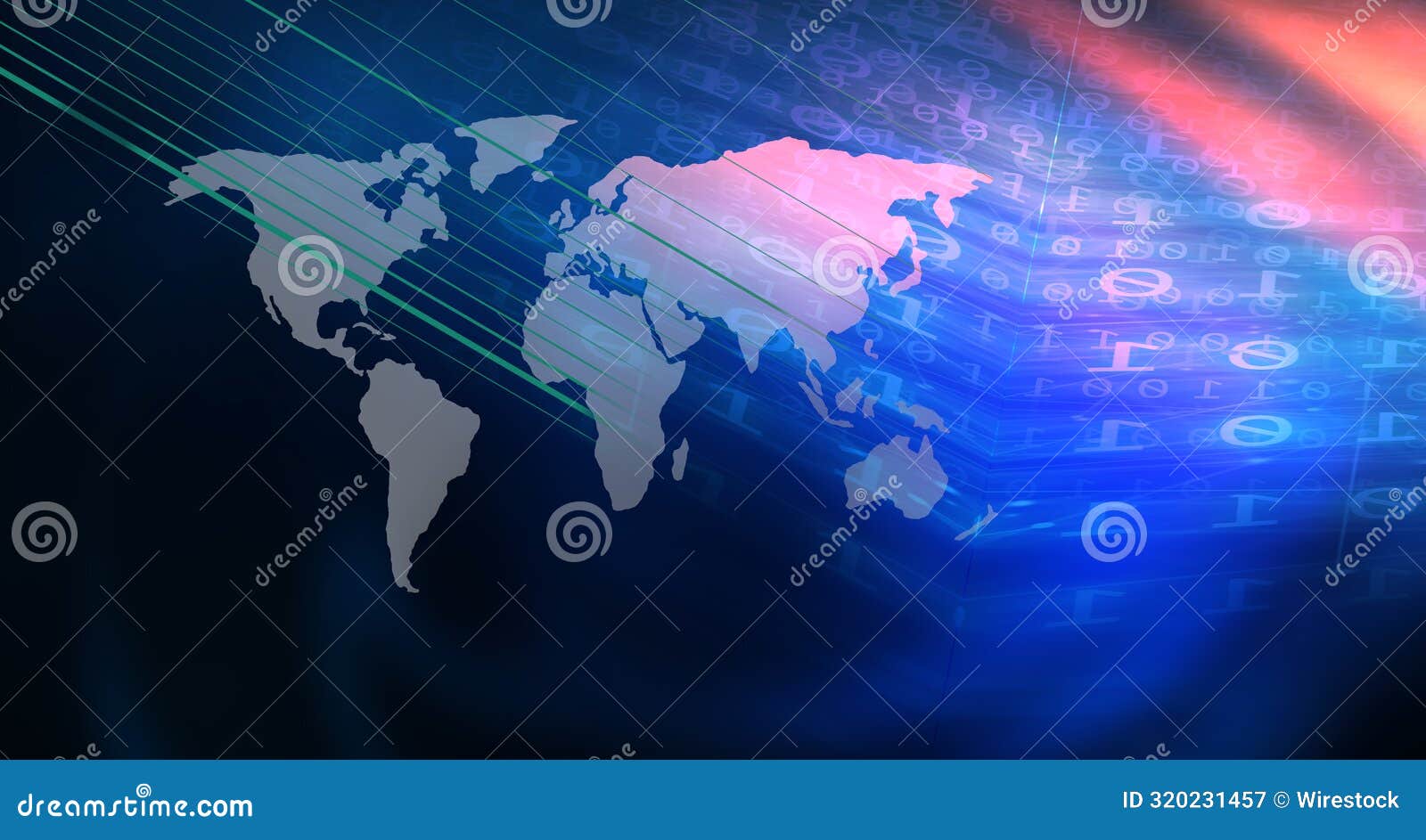 The World Map is Shown on the Screen in Blue and Red Stock Image ...