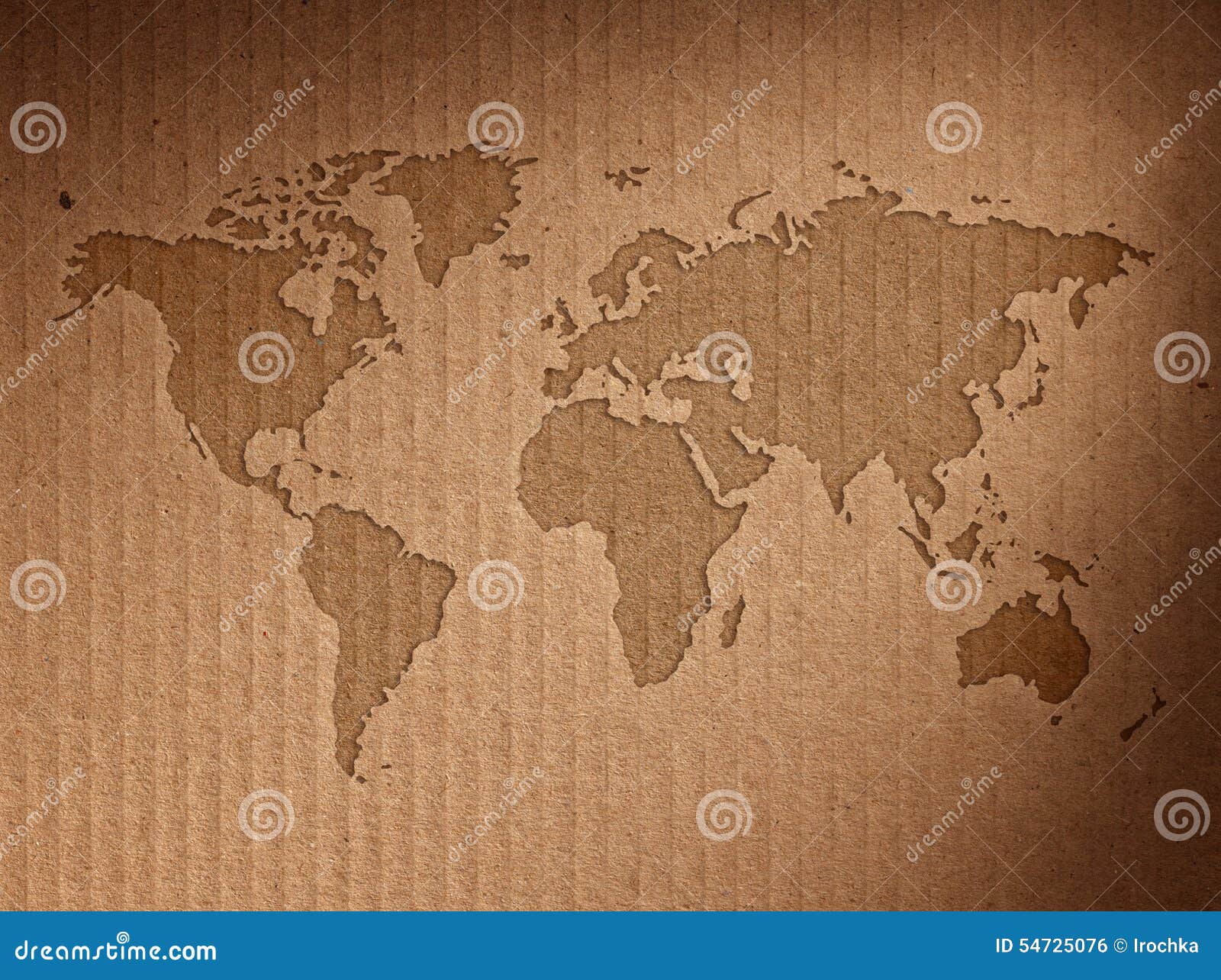 World Map Shows the Corrugated Cardboard Stock Photo - Image of brown ...