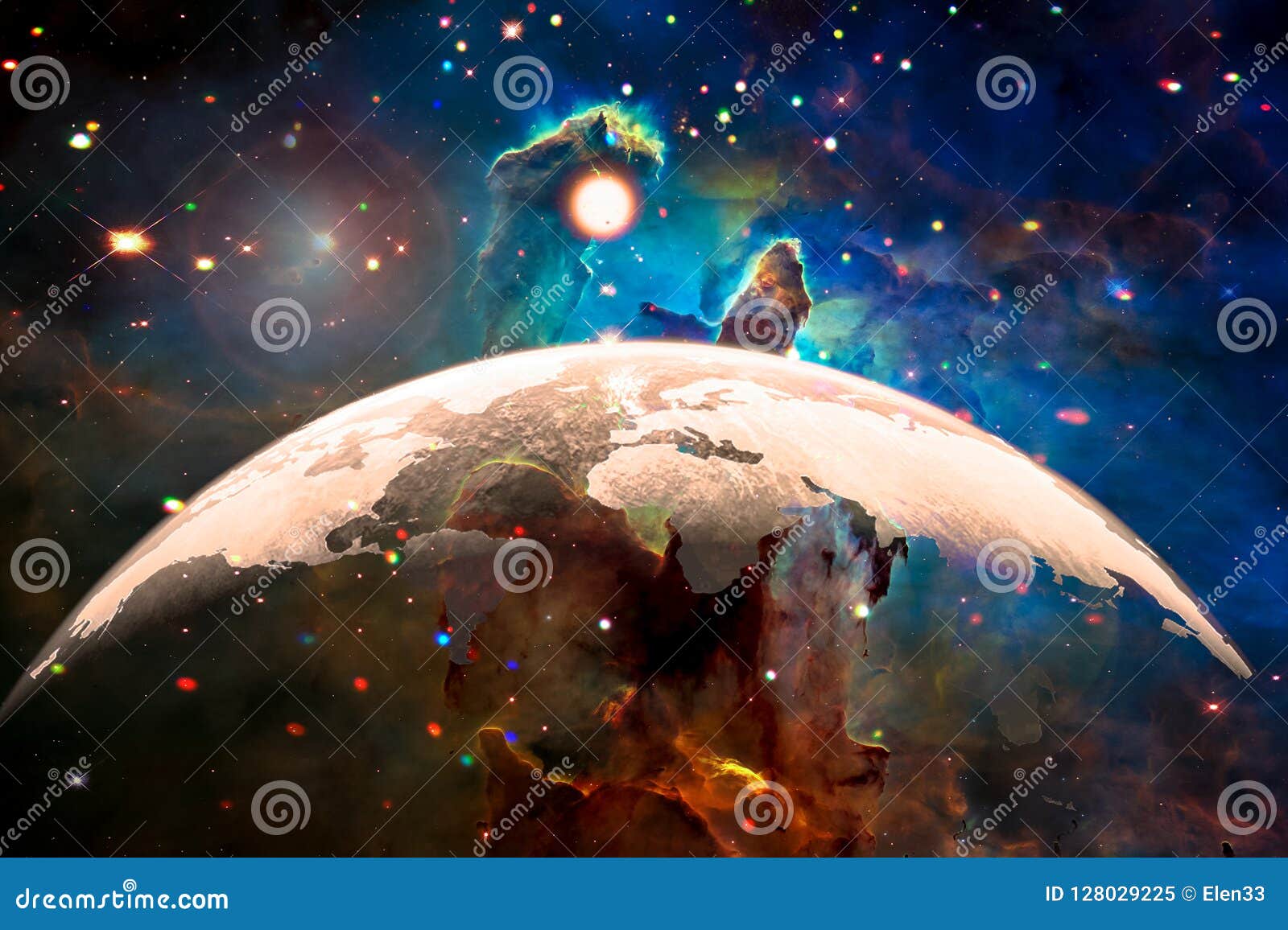 World Map Silhouette Dome on the Planet Earth in an Outer Space ...