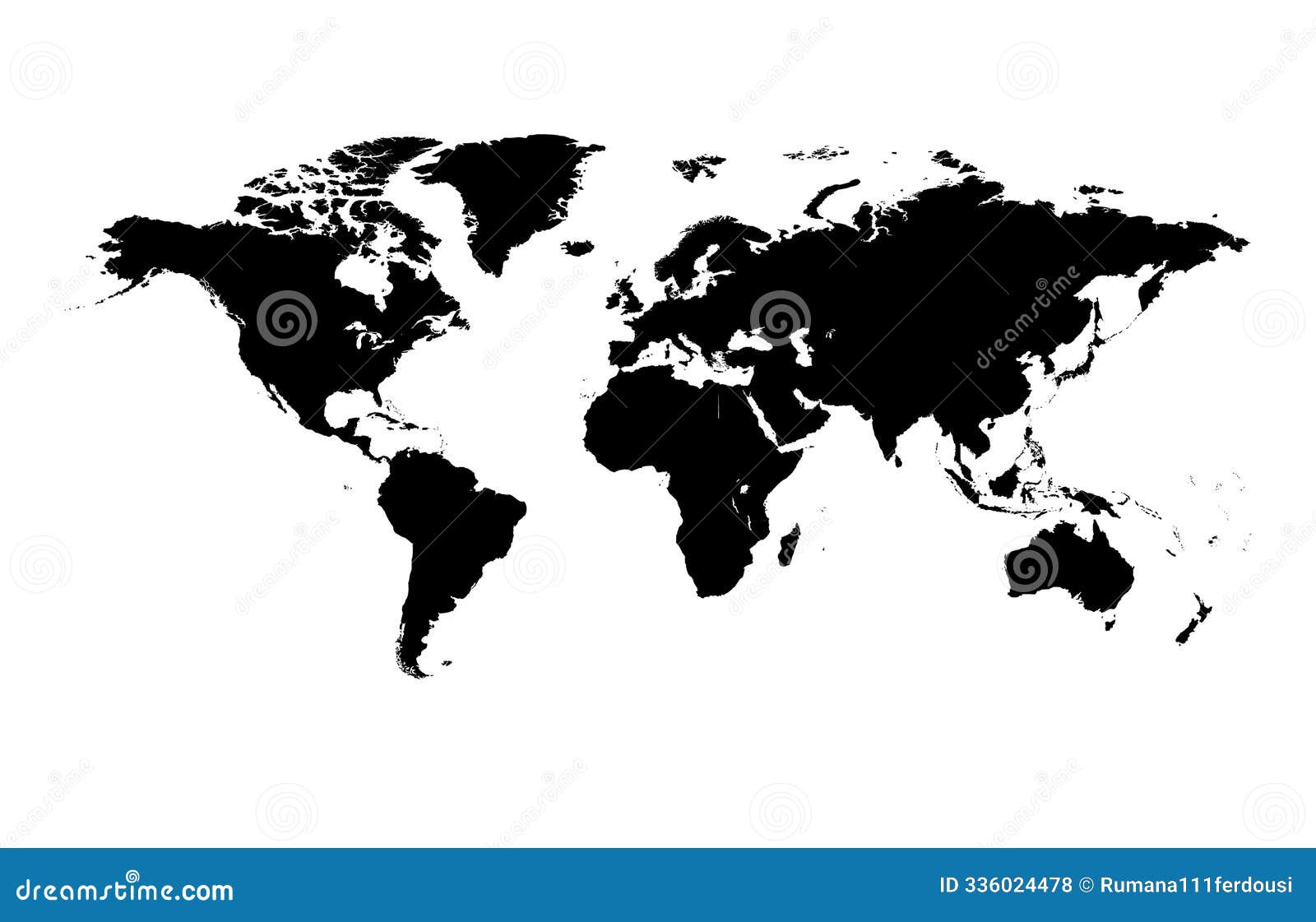 World Map Silhouette.Simple Black World Map Isolated on White Stock ...