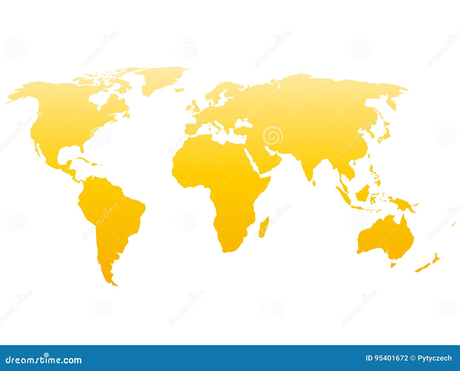 World Map Silhouette. Vector Yellow Gradient Isolated On White ...