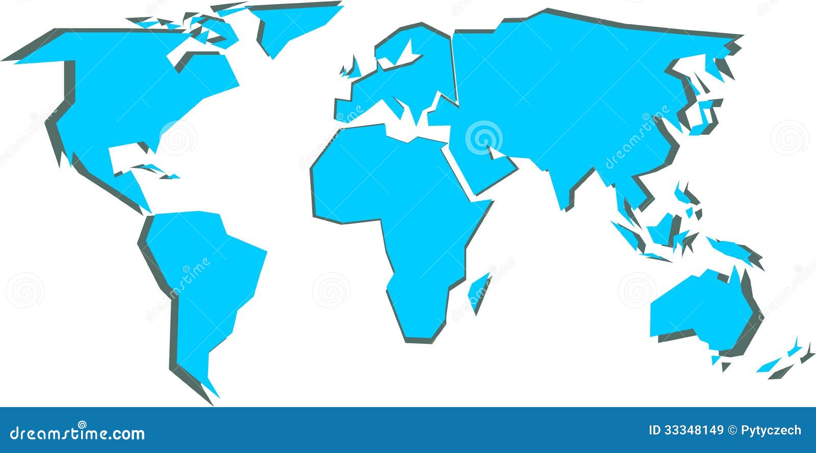 Simplified World Map Divided To Six Continents In Different Colors ... Simplified World Map Divided To Six Continents In Different Colors ...