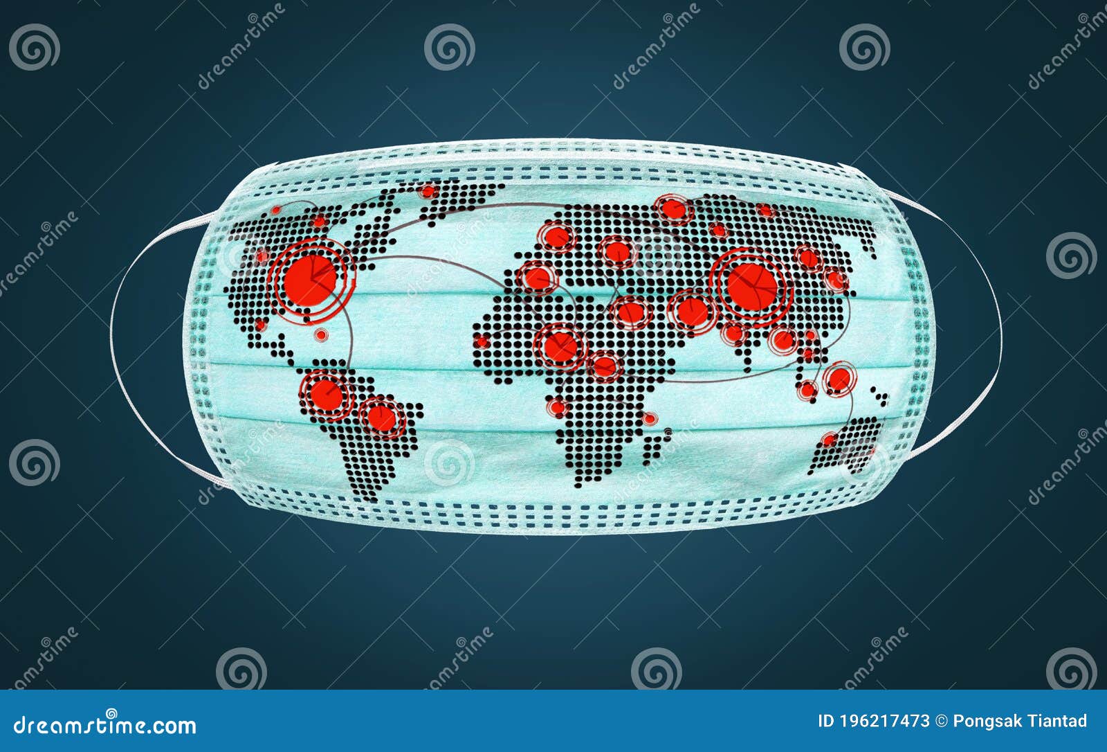The World Map Simulates the Spread of the Virus with a Mask Background ...