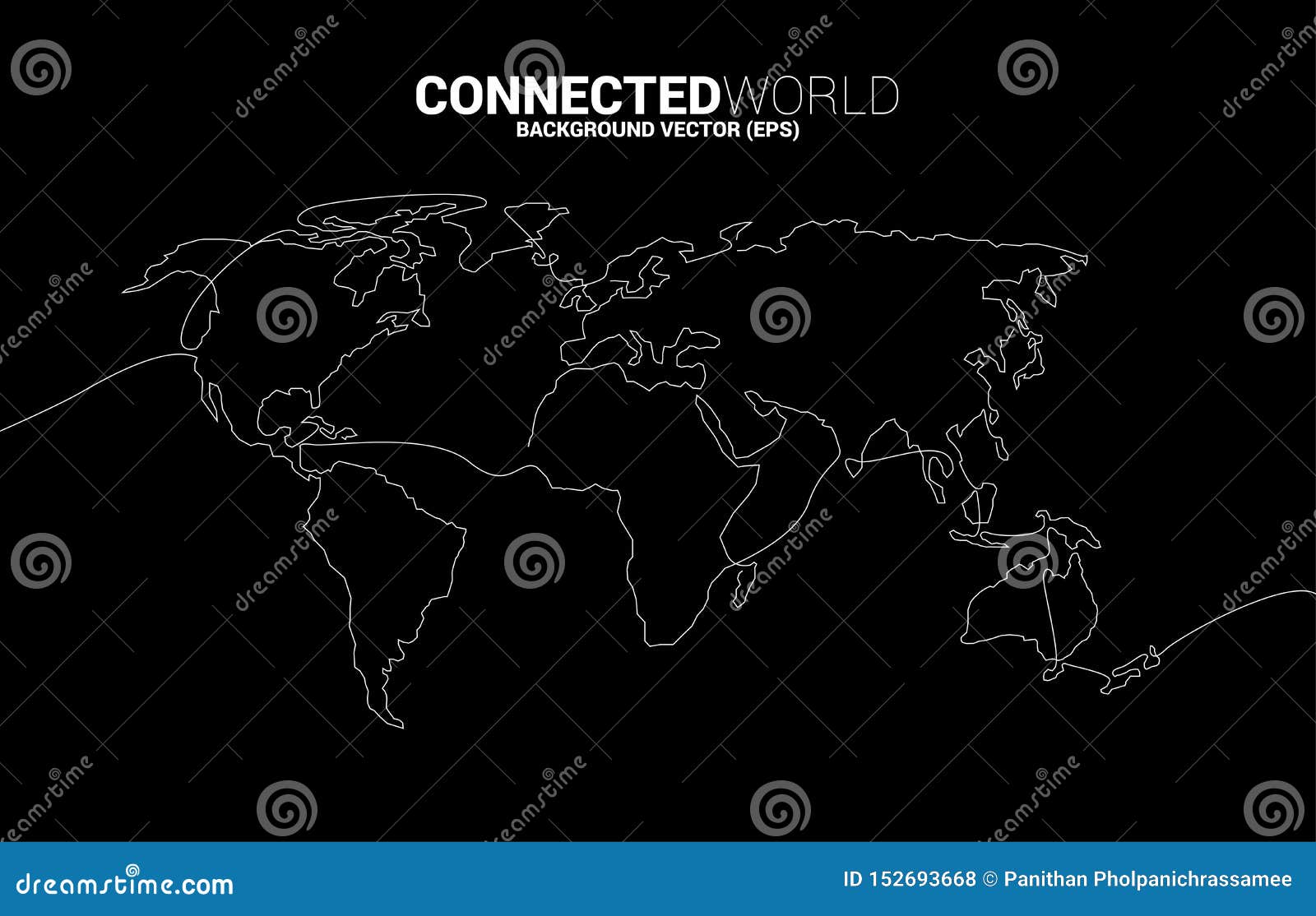 World Map Single Line Connected. Stock Vector - Illustration of ...