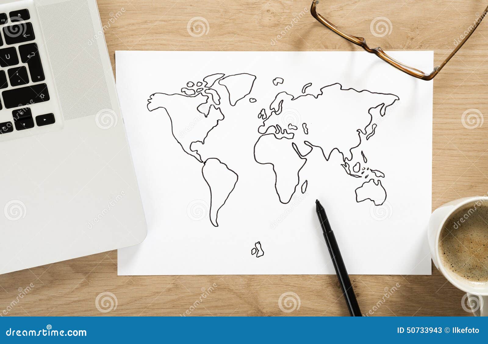 World map sketch stock image. Image of desk, strategy - 50733943