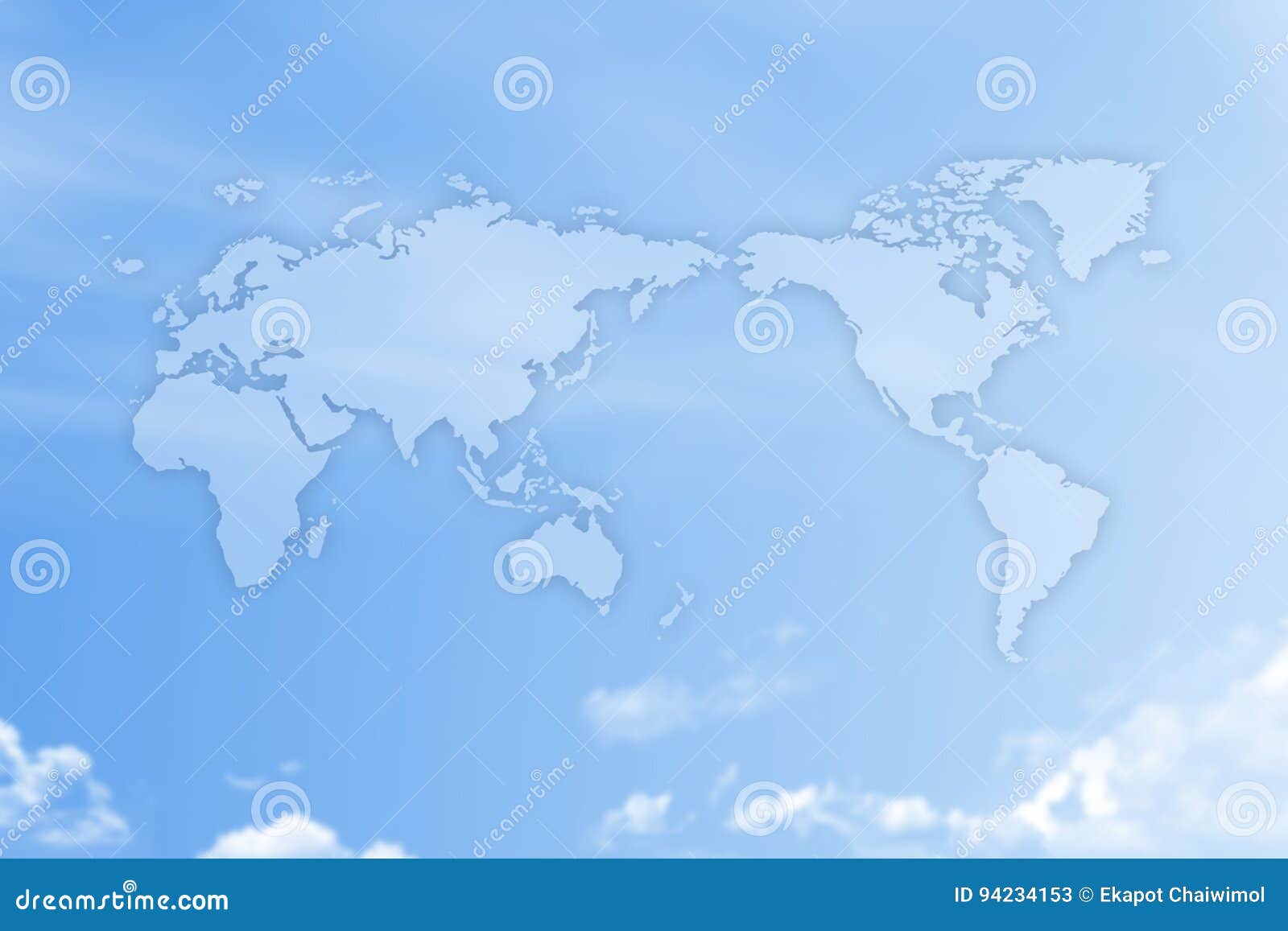 World map on sky stock illustration. Illustration of green - 94234153