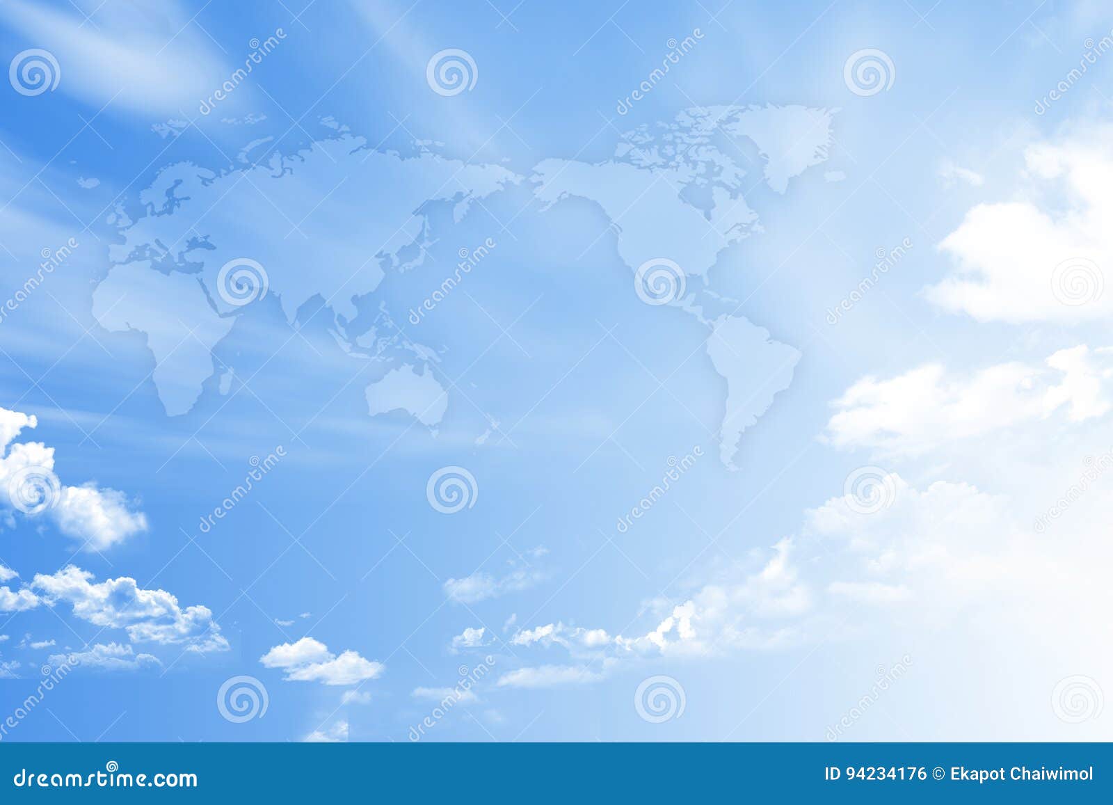 World map on sky stock illustration. Illustration of worldwide - 94234176