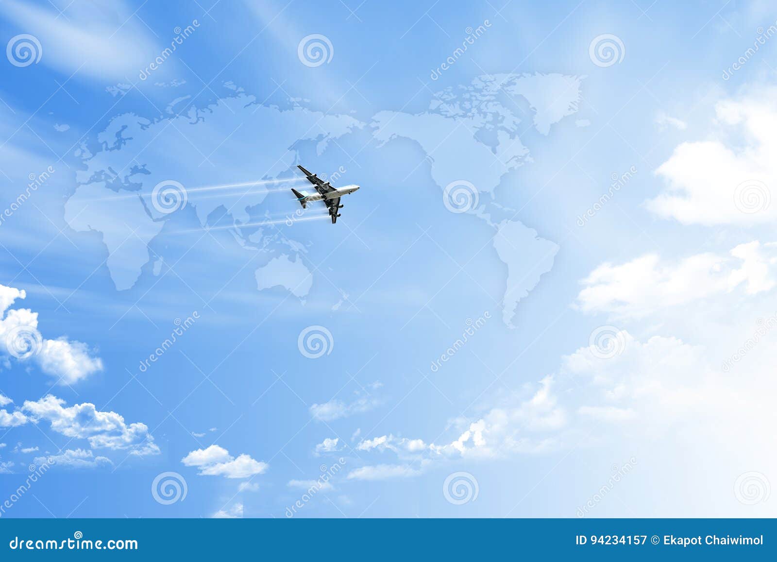 World map on sky stock illustration. Illustration of modern - 94234157