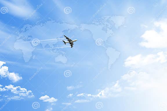 World map on sky stock illustration. Illustration of modern - 94234157