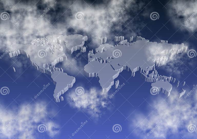 World map on sky stock illustration. Illustration of earth - 35186541