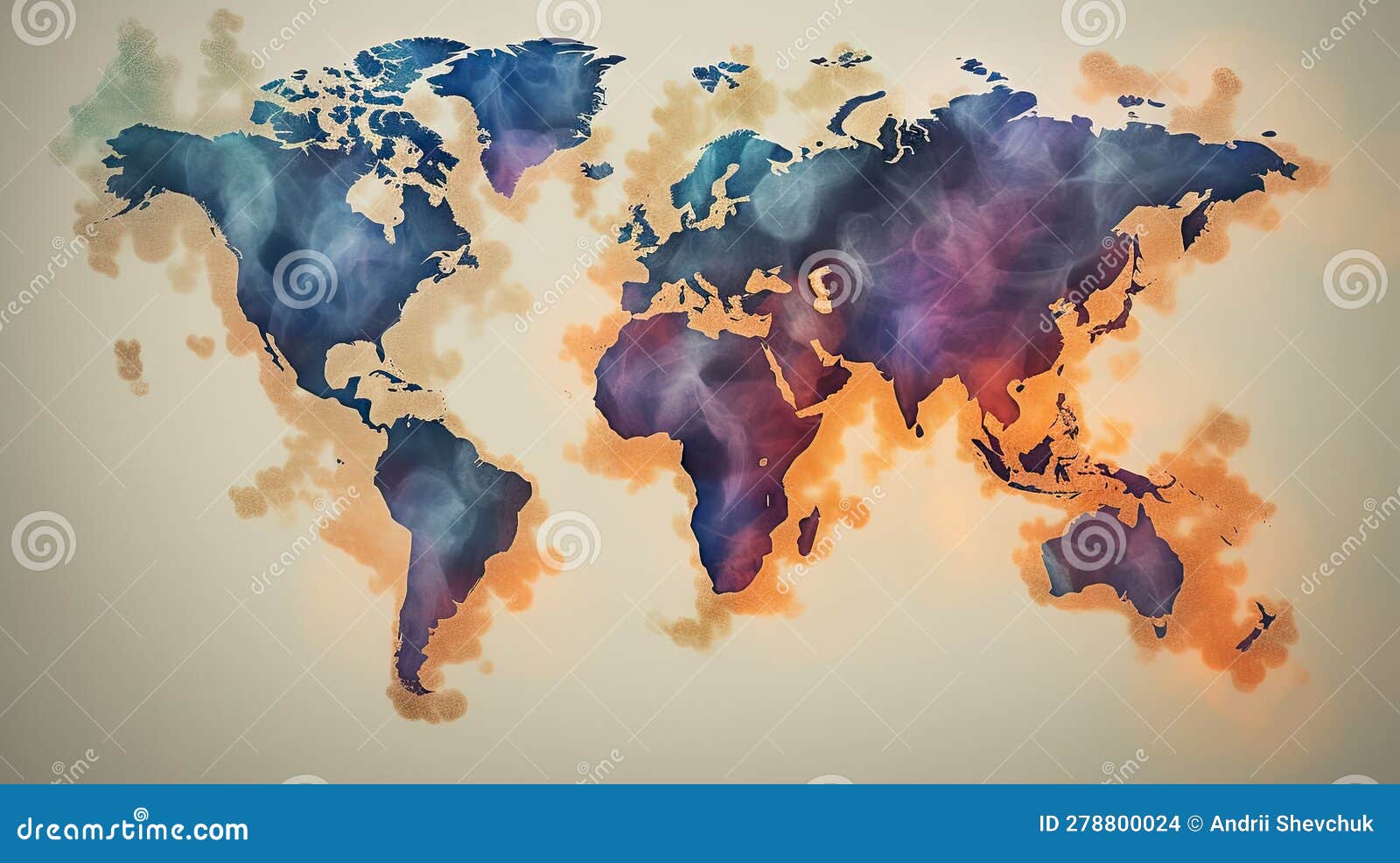 World Map on Smoke Background. Generative AI Stock Illustration ...