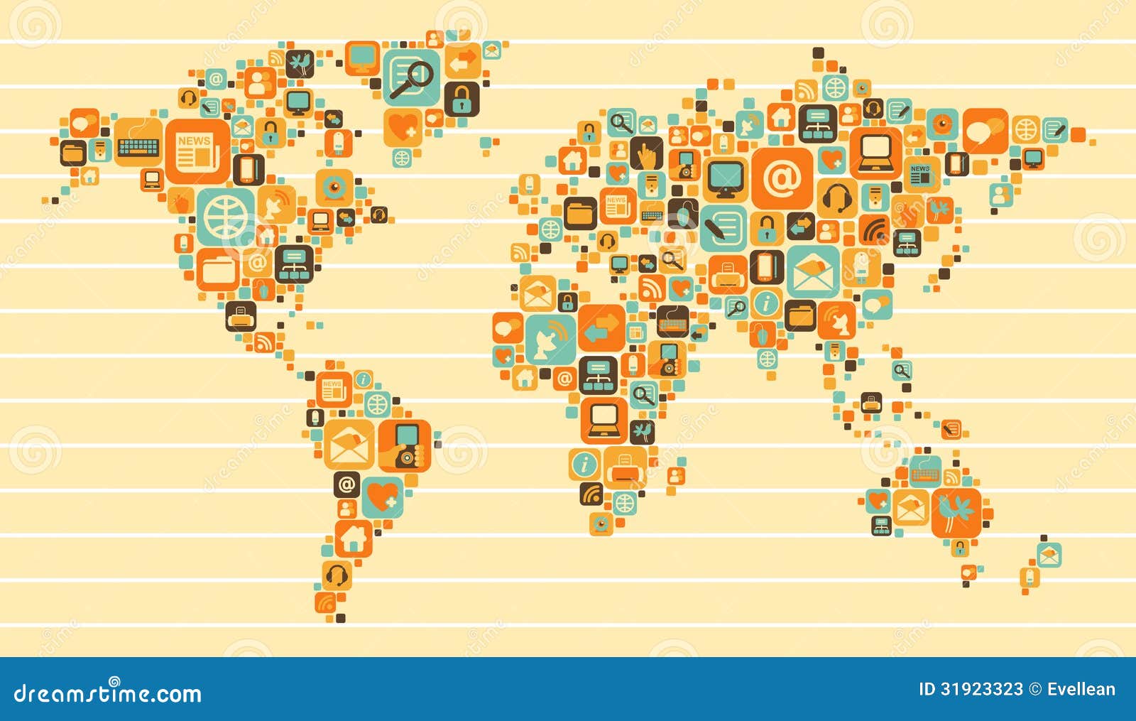 World Map: Social and Media Icons Stock Vector - Illustration of ... World Map: Social and Media Icons Stock Vector - Illustration of ...
