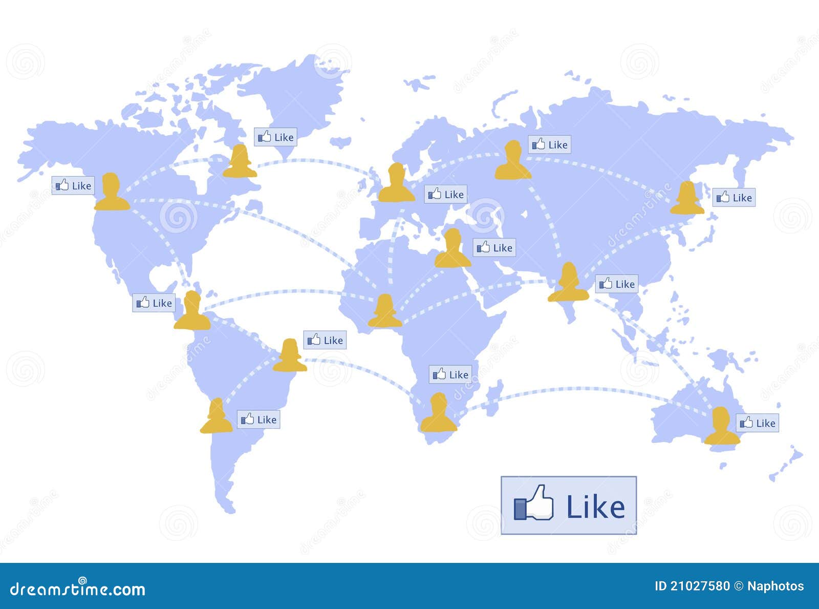 World Map ,social Network and Like Button Stock Illustration ...