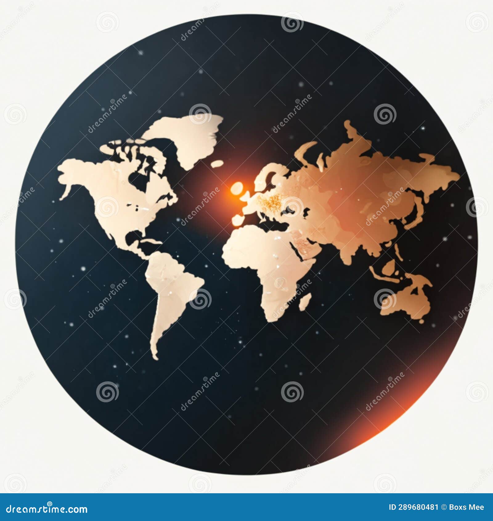 World Map in Space. 3d Rendering Stock Illustration - Illustration of ...
